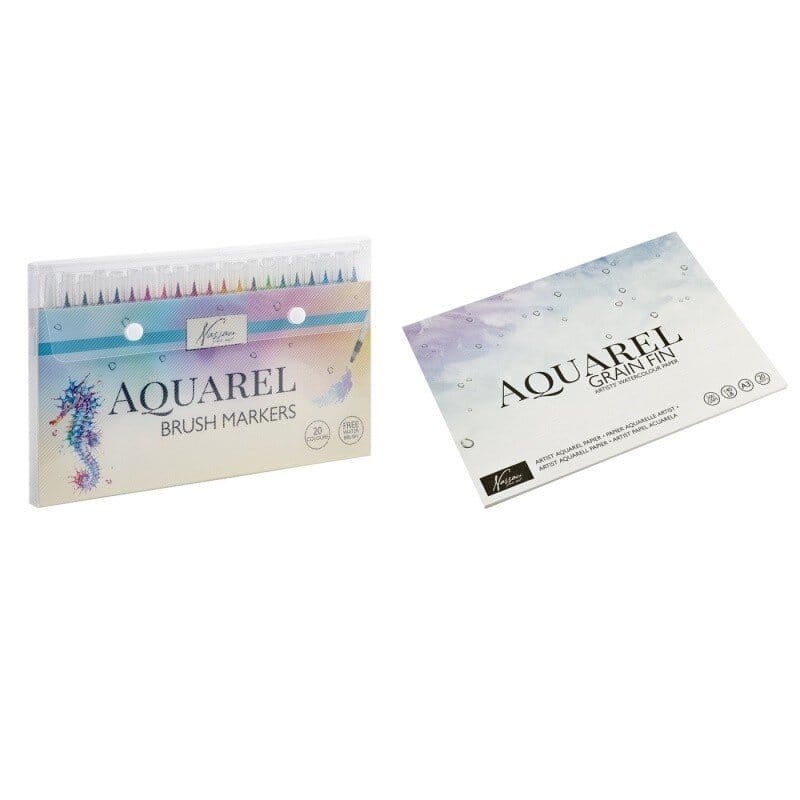 Set markere cu varf tip pensula pe baza de apa Nassau Fine Art 20 ...