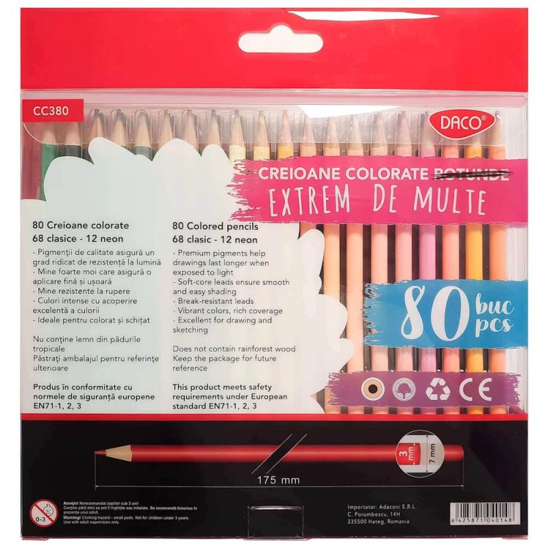 Pachet 80 creioane colorate Daco si carte de colorat | Contrastmarket
